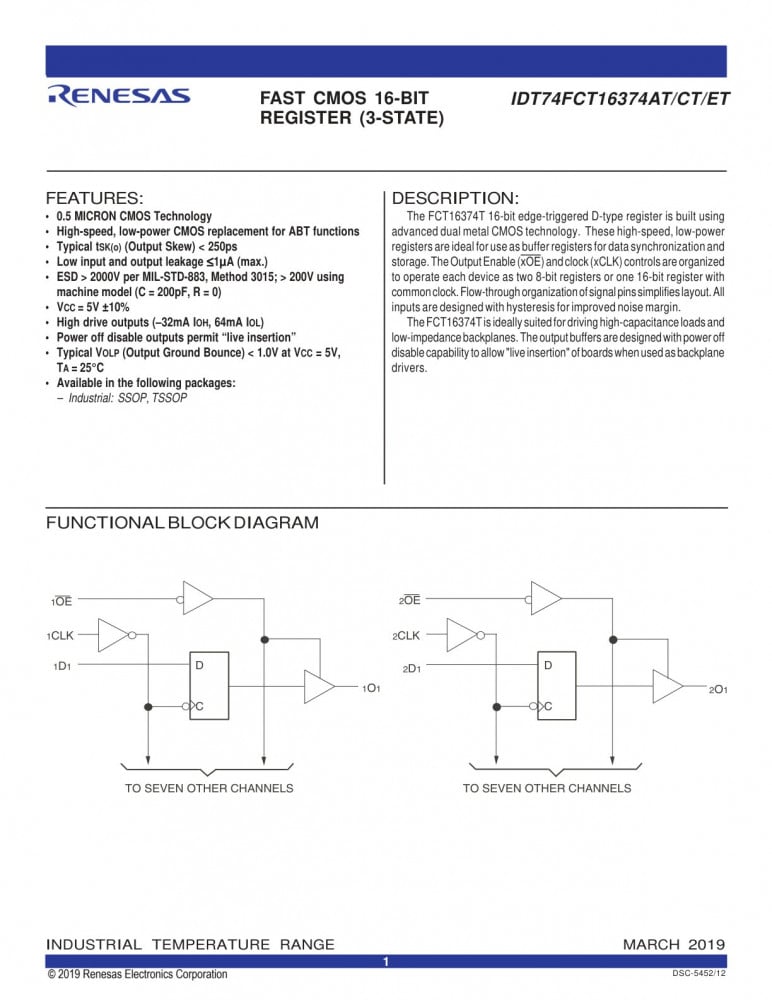 74FCT16374ATPVG8 datasheet page 1