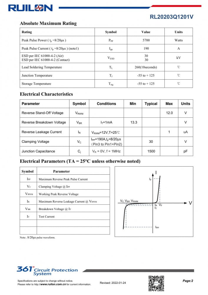 RL20203Q1201V datasheet page 2
