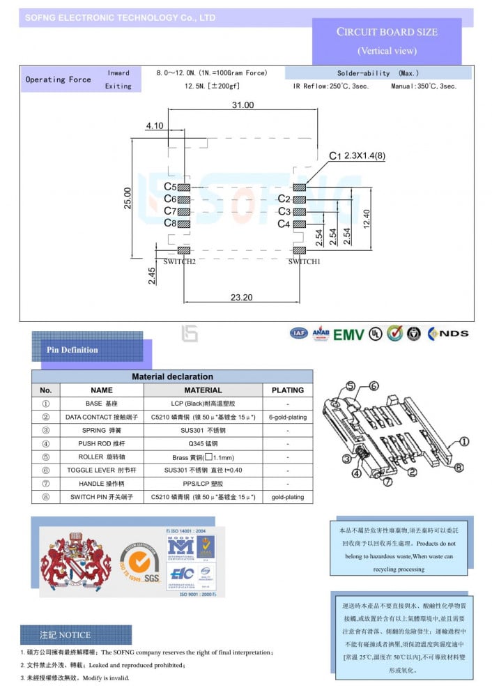 SIM-021-P8 technical document page 2