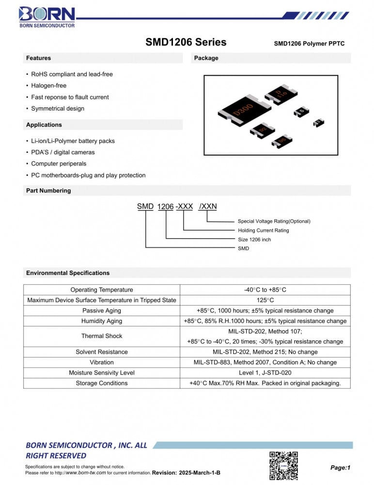 BORN SMD1206 datasheet page 1