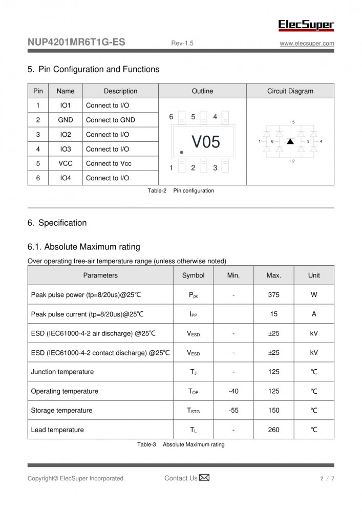 NUP4201MR6T1G-ES datasheet page 2