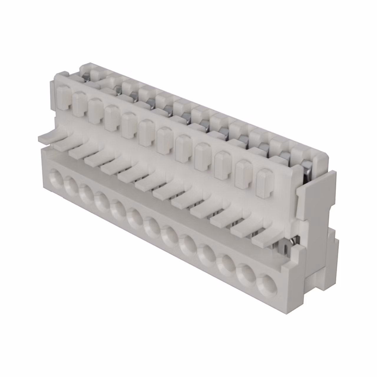 Appli-Mate RAST 2.5 IDT Housing, 2.50mm Pitch, with Side Latches, Female, 13 Circuits, Position Keys A & N Removed, Polarizing Rib Between 2/3 for sale