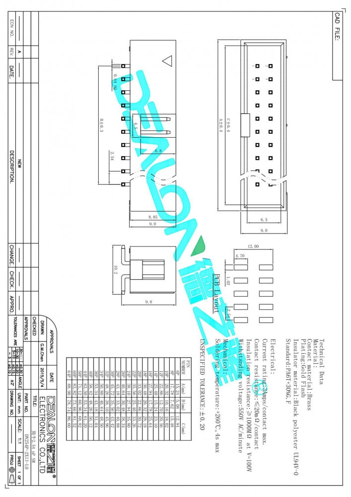 DEALON DN254P-2X5-L0 technical drawing preview