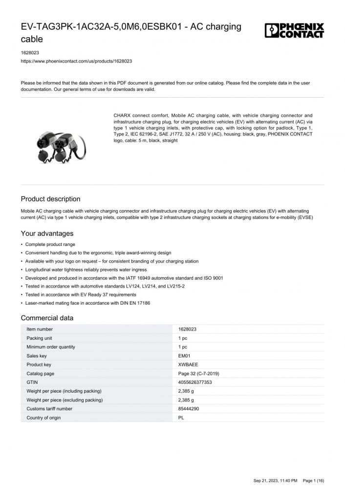 Phoenix Contact 1628023 technical document page 1