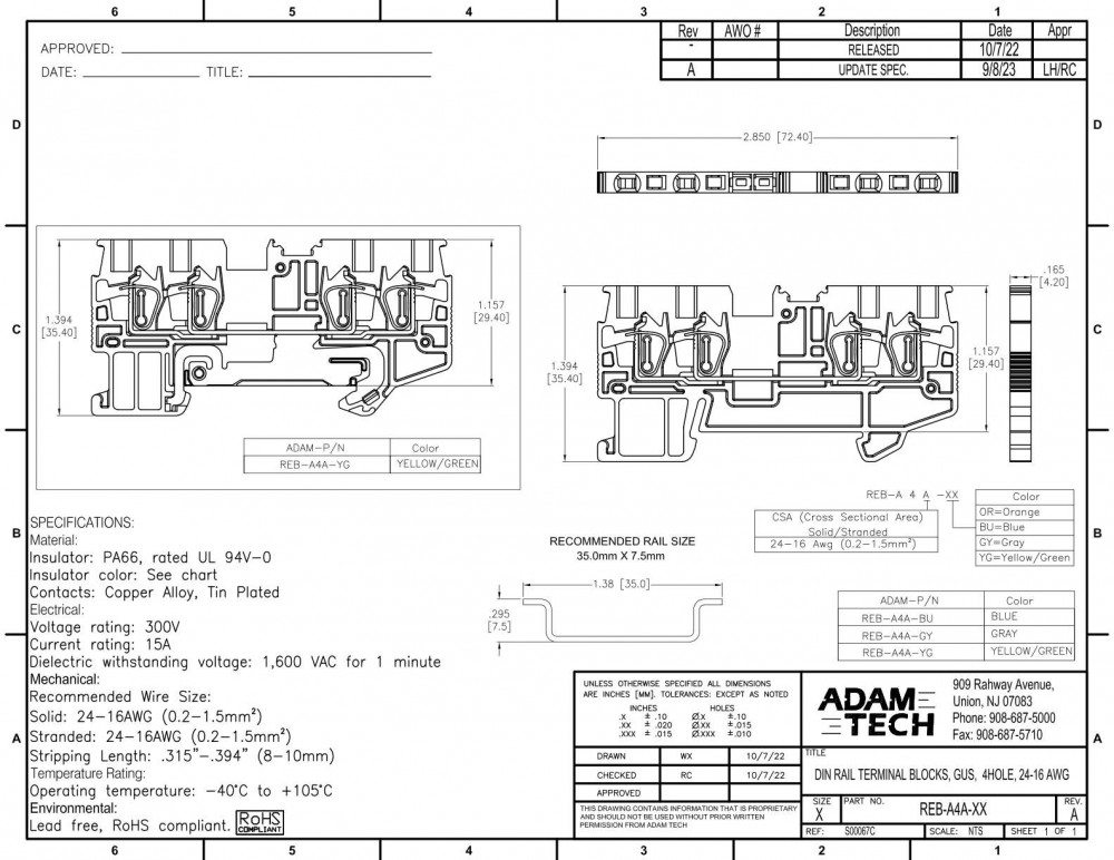 ADAM TECH REB-A4A-XX product drawing
