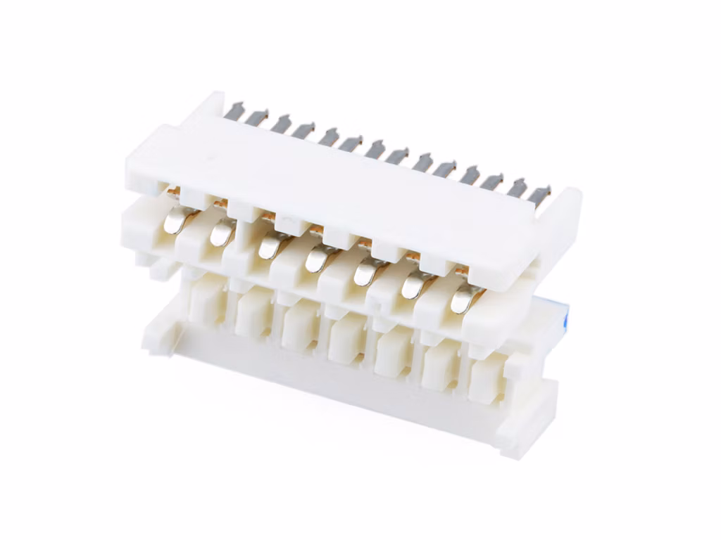 Appli-Mate RAST 2.5 Connector, 2.50mm Pitch, Female, 7 Circuits, All Position Keys, Open Endwalls, Polarizing Rib Between 2/3, Blue Color Stripe for sale