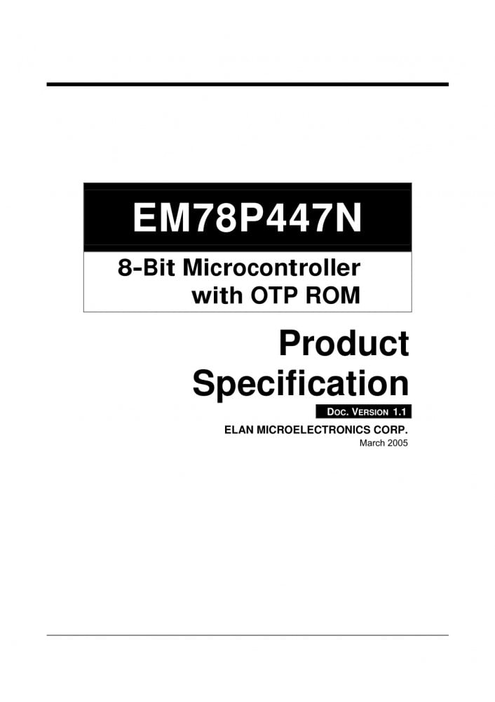 EM78P447N datasheet page 1