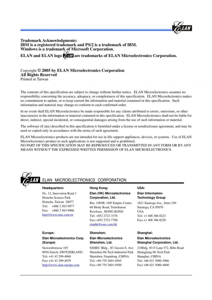 EM78P447N datasheet page 2