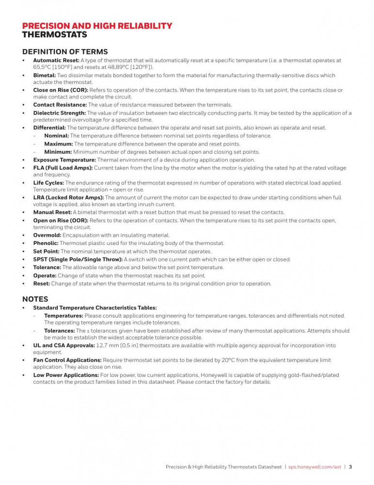 Honeywell thermostat datasheet page 3
