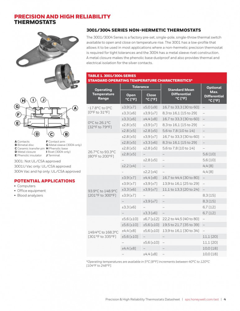 Honeywell thermostat datasheet page 4