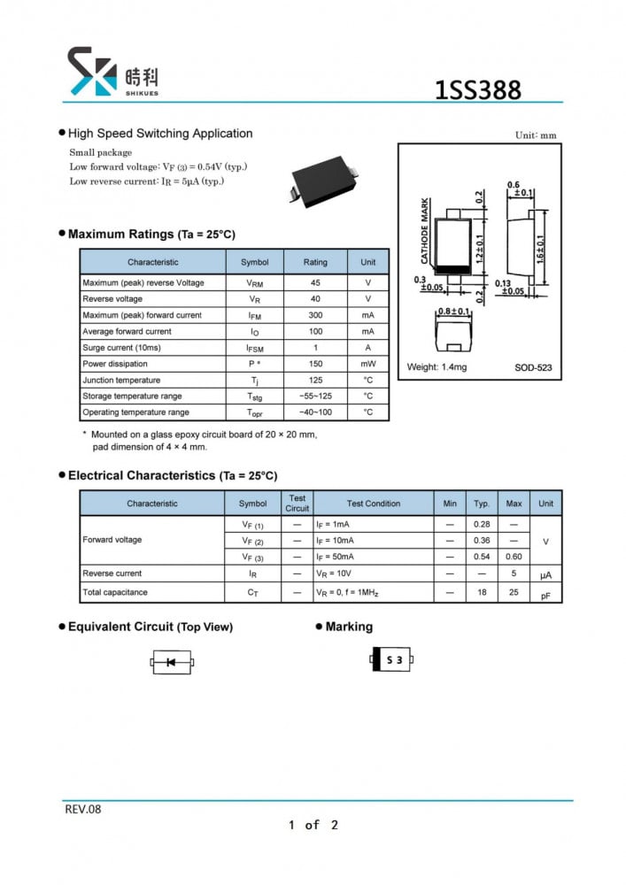 1SS388 datasheet page 1