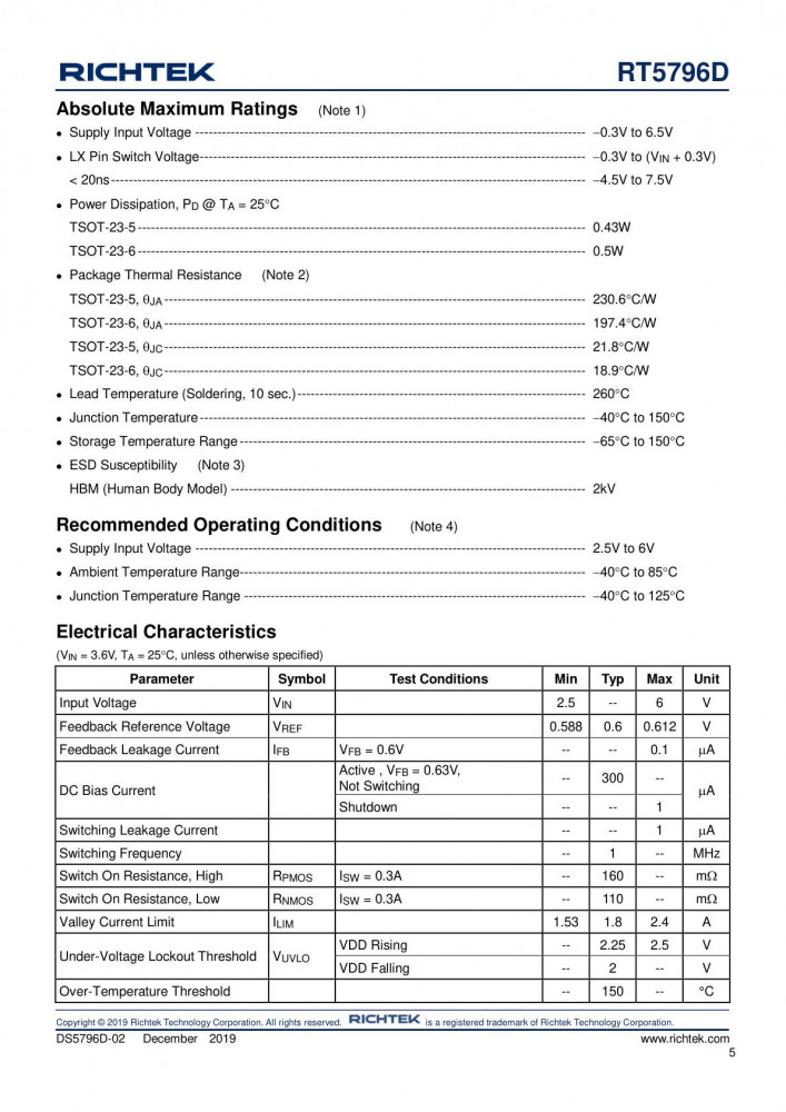 RT5796D technical document page 5