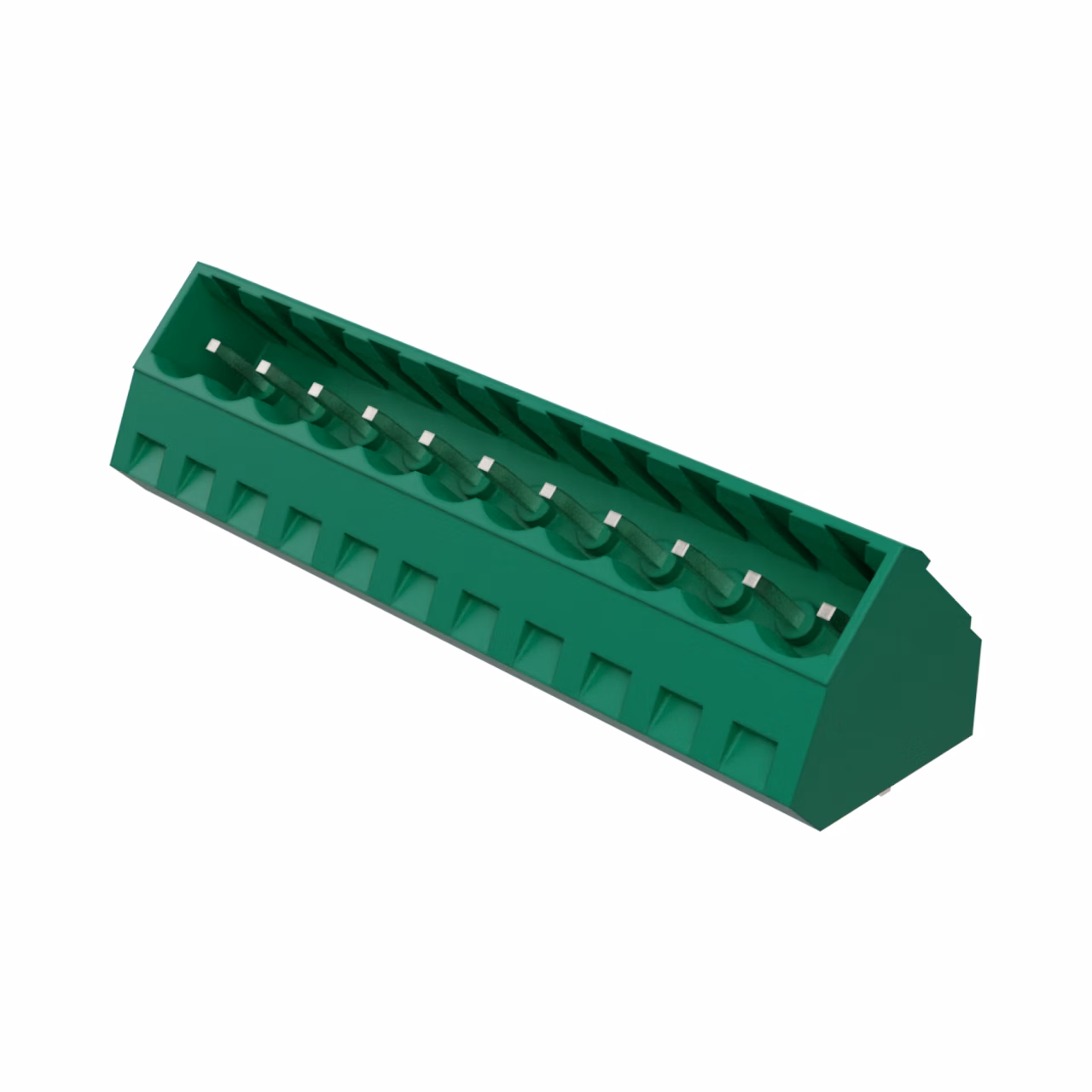 5.00mm Pitch Eurostyle 45° Angle PCB Header, Closed Ends, 11 Circuits, Green for sale