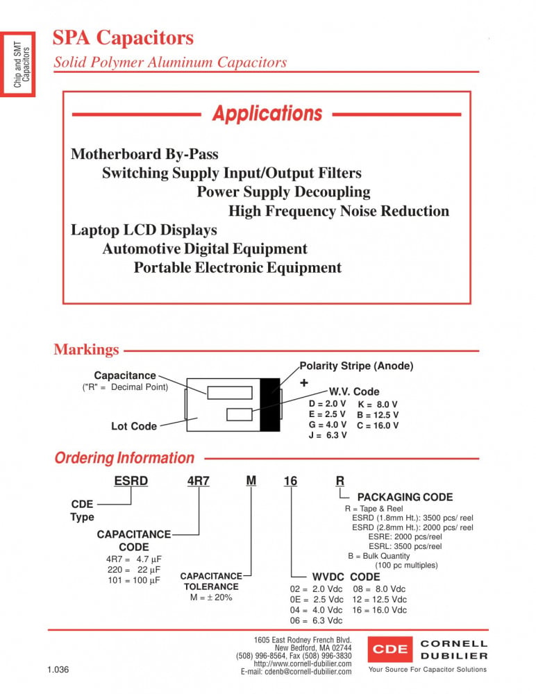 Cornell Dubilier Electronics SPA capacitor datasheet page 2