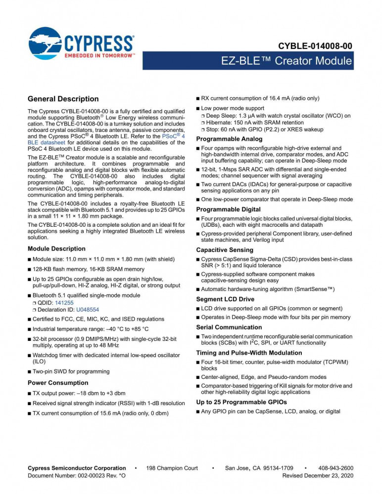 CYBLE-014008-EVAL technical document page 2