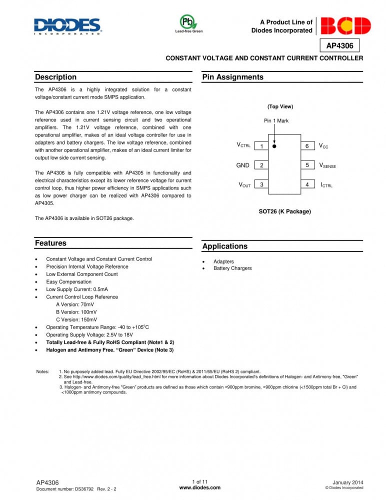 AP4306 datasheet page 1