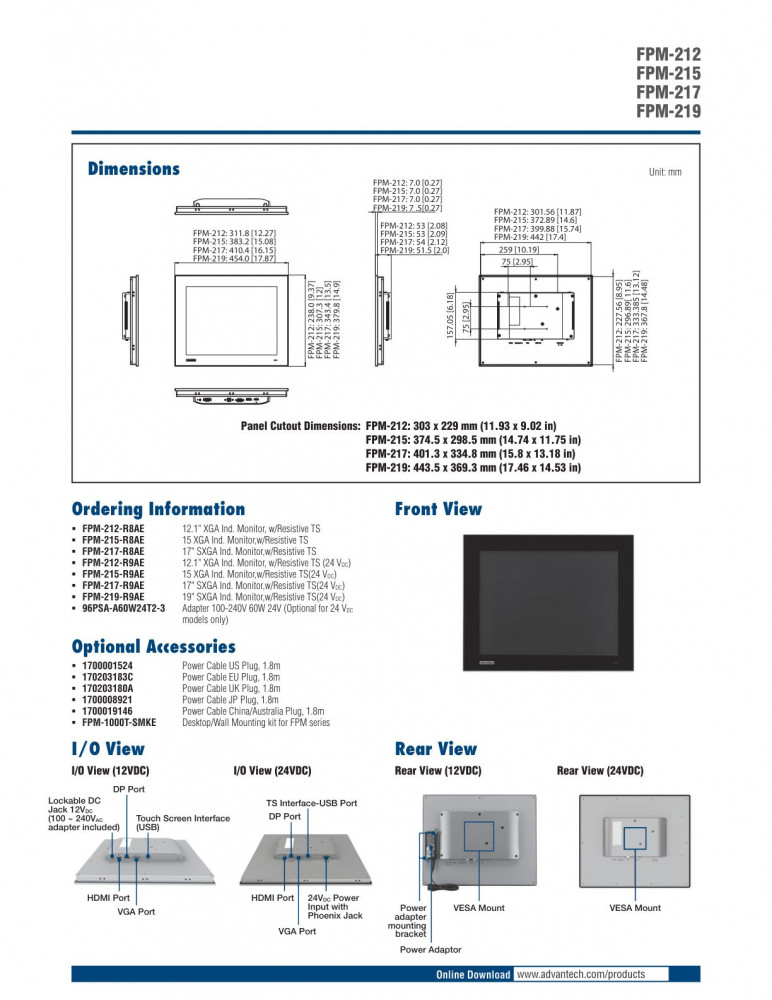 ADVANTECH FPM-219-R9AE datasheet page 2