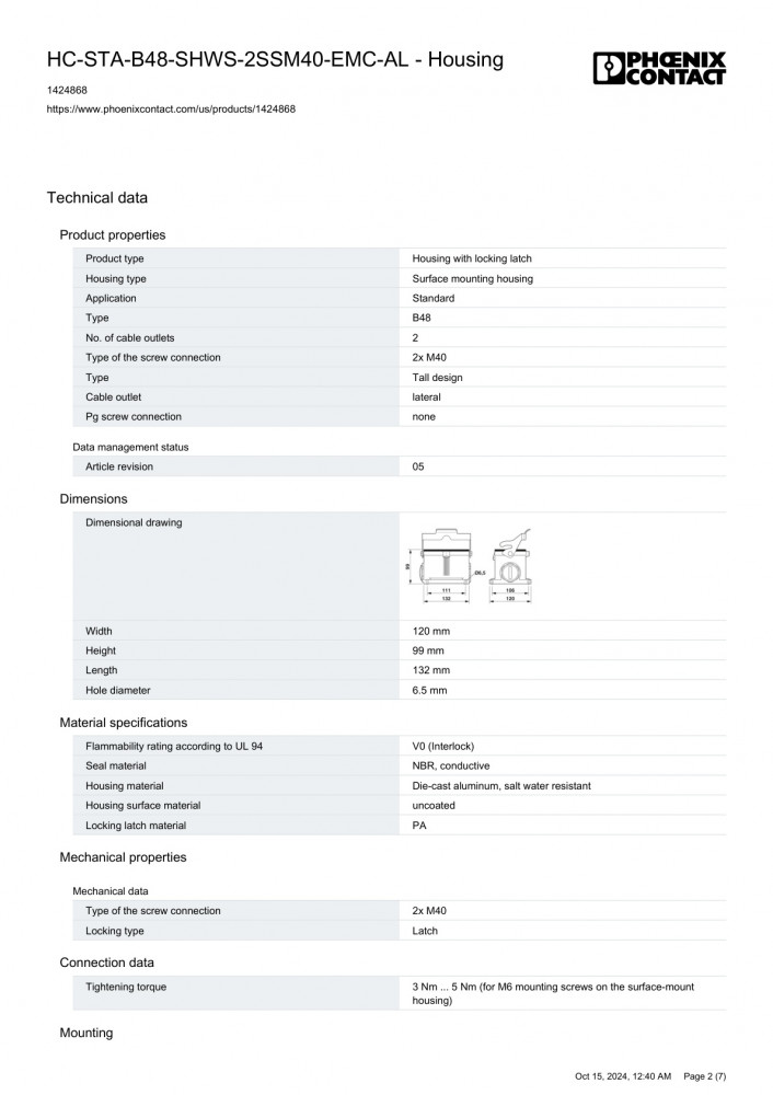 Phoenix Contact 1424868 technical document page 2