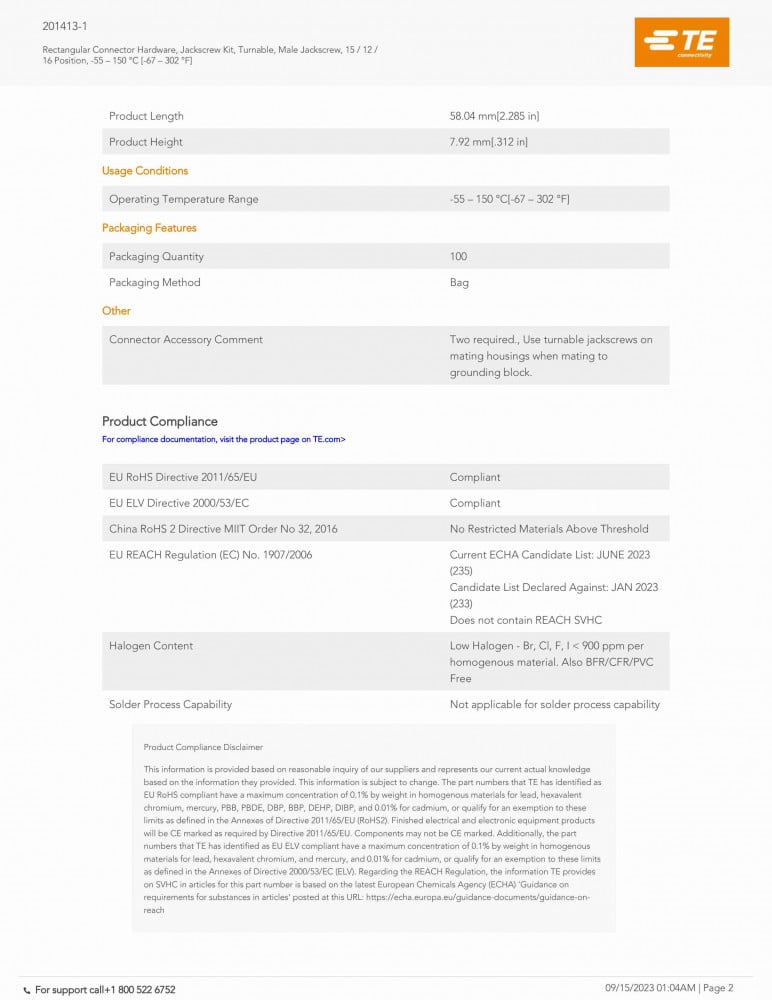 TE Connectivity 201413-1 technical document page 2