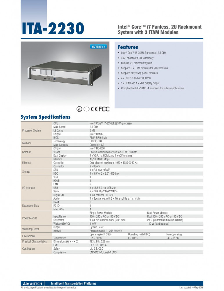 ITA-2230-00A1E technical datasheet page 1