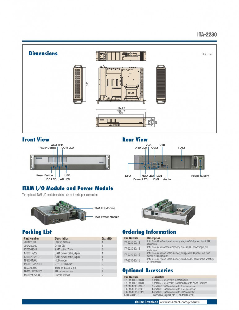 ITA-2230-00A1E technical datasheet page 2