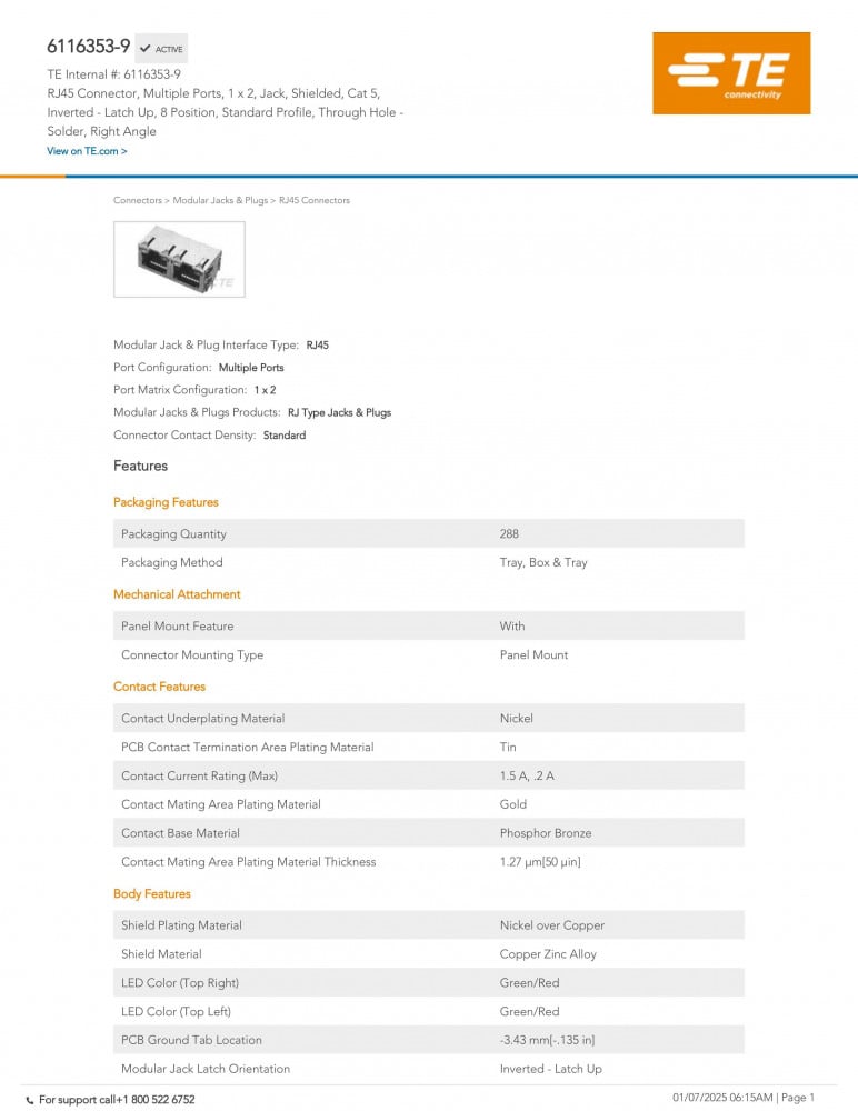 6116353-9 technical document page 1