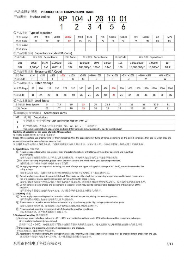 KYET KP104J2J1501 specification page 3