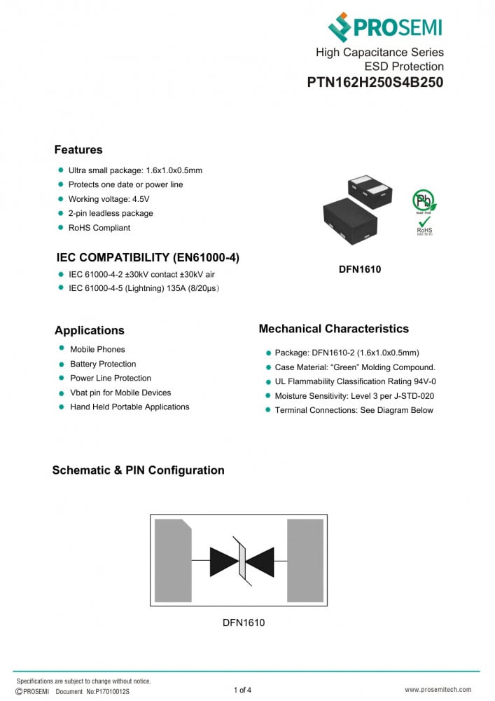 PTN162H250S4B250 datasheet page 1