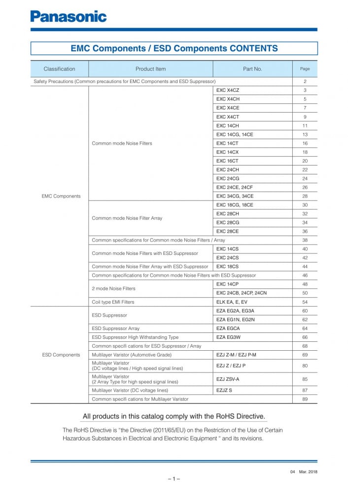 PANASONIC EMC Components catalog page 2