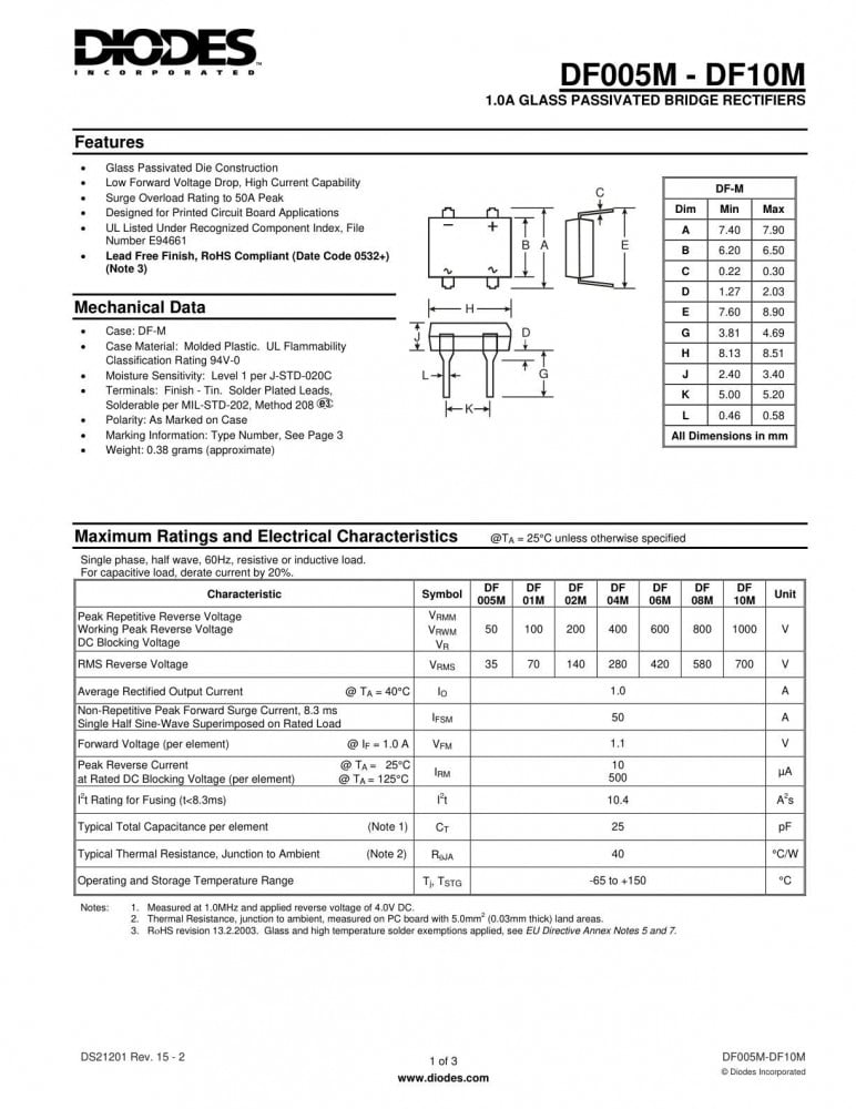 DF02M datasheet page 1