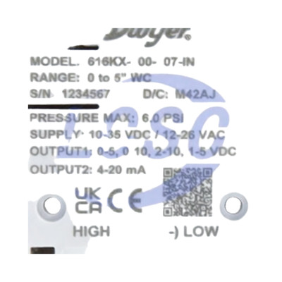 Dwyer 616KX-025-109-PA Differential Pressure Transmitter