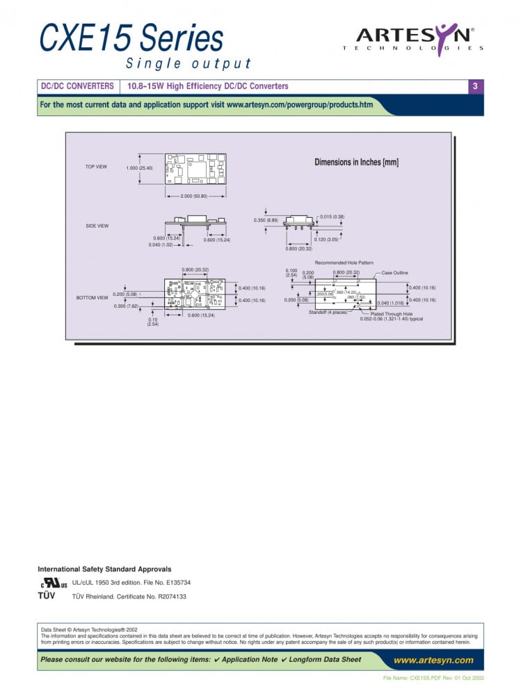 Artesyn CXE15 datasheet page 3