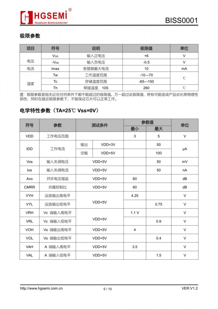 BISS0001 datasheet page 5