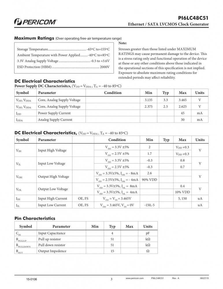 PI6LC48C51LIEX datasheet page 3