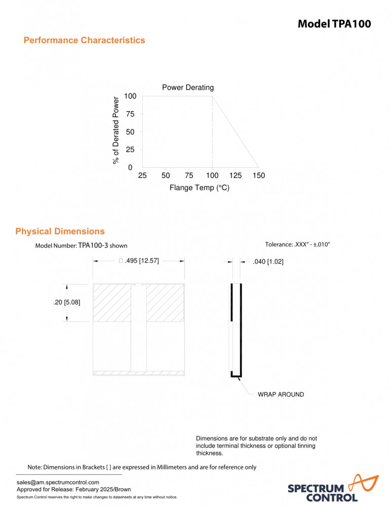 Spectrum Control TPA100 attenuator technical document, page 2