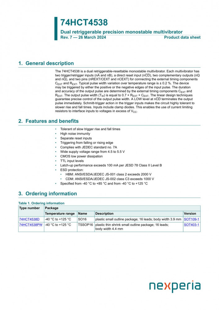 74HCT4538 datasheet page 1