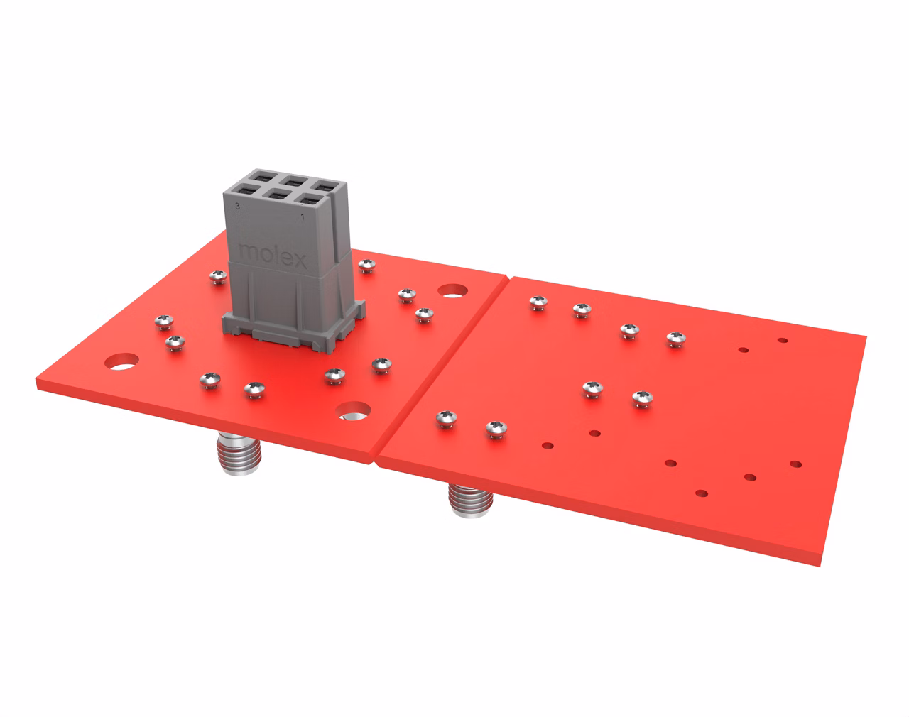 High-Isolation RF Board-to-Board Array Jack, Straight, PCB Receptacle, Gang of 6, Mezzanine Vertical, Tape and Reel, 50 Ohms