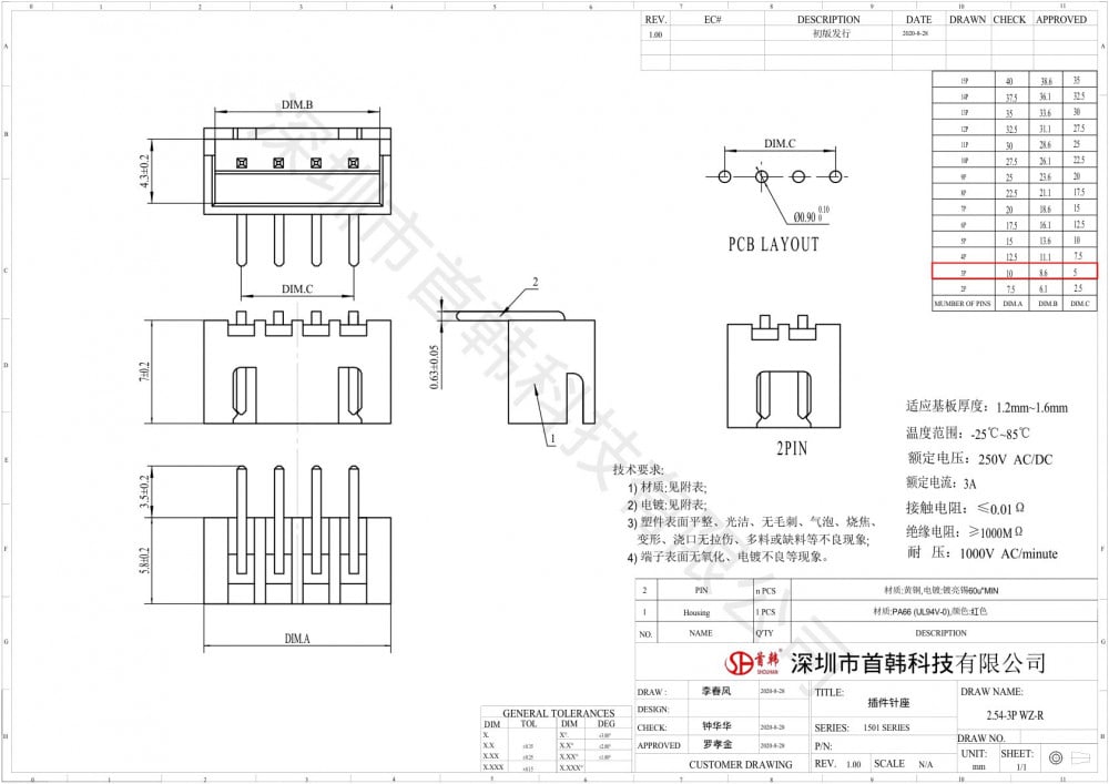 2.54-3P WZ-R specification page 1