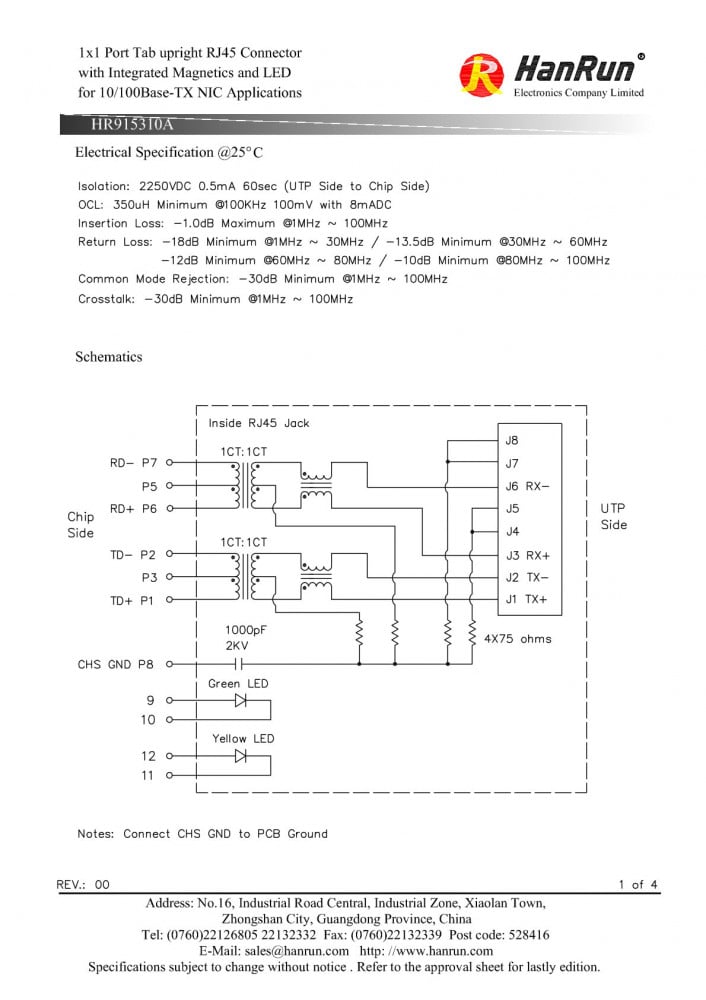 HR915310A electrical specification and schematic