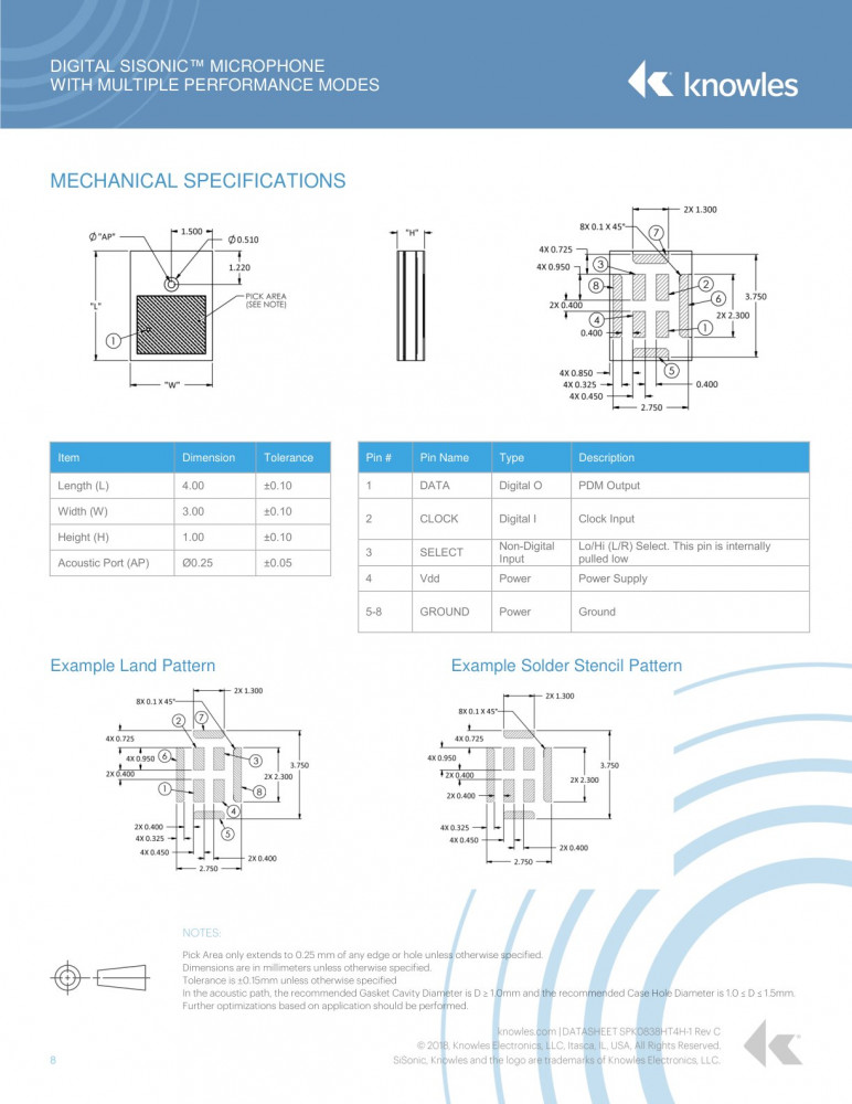SPK0838HT4H-1 technical document page 8