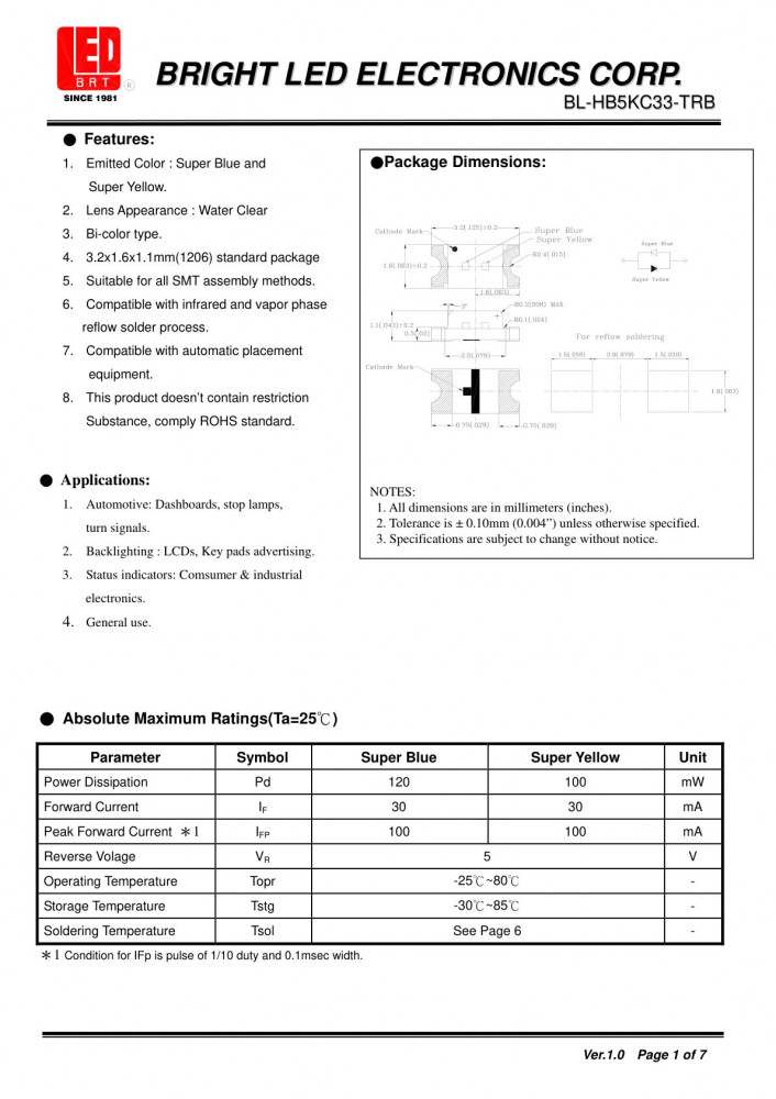 BL-HB5KC33-TRB datasheet page 1