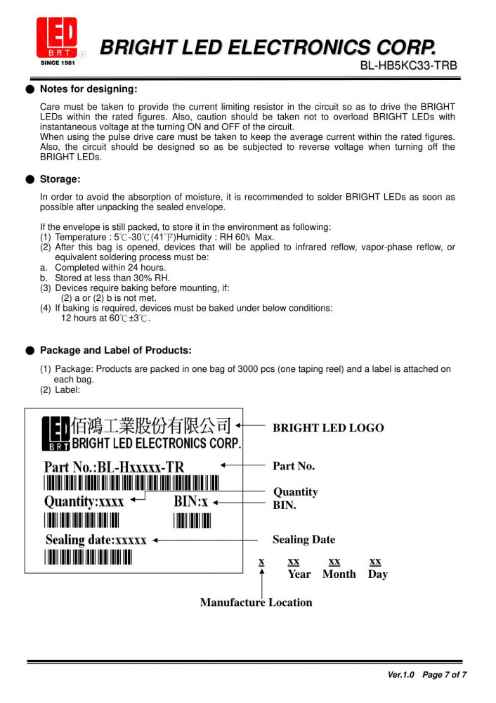 BL-HB5KC33-TRB datasheet page 7