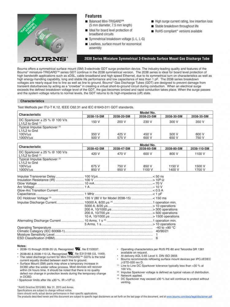 2038 series datasheet page 1