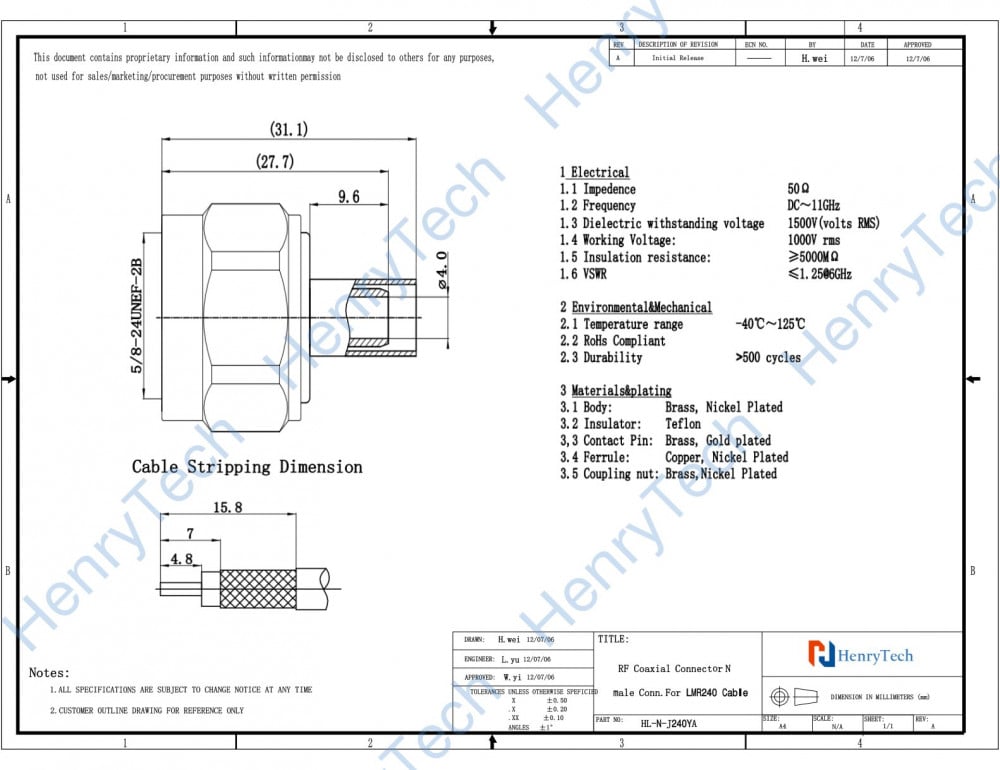 HL-N-J240YA technical drawing