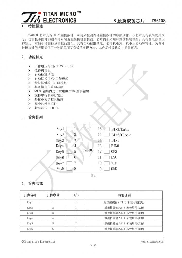 TM6108 datasheet page 1