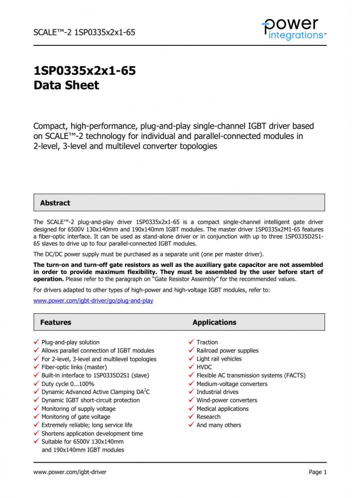 1SP0335S2M1-65 datasheet page 1