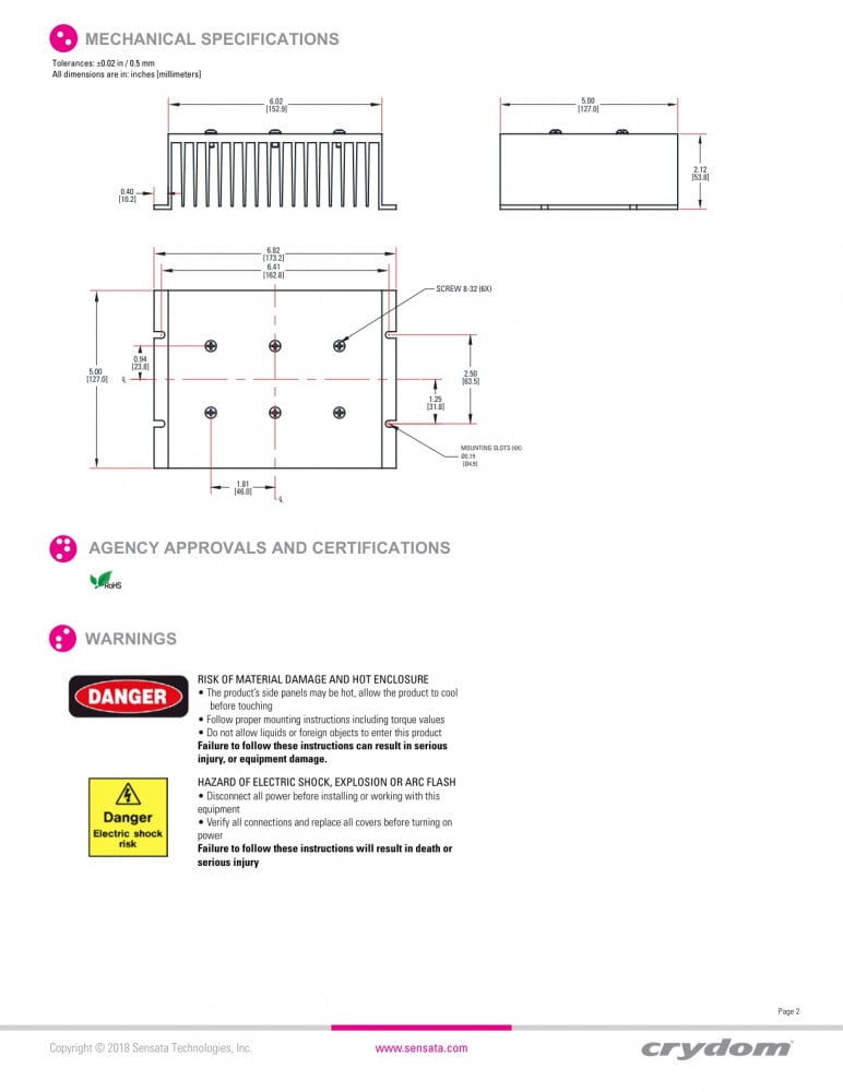 Sensata HS073 technical document page 2