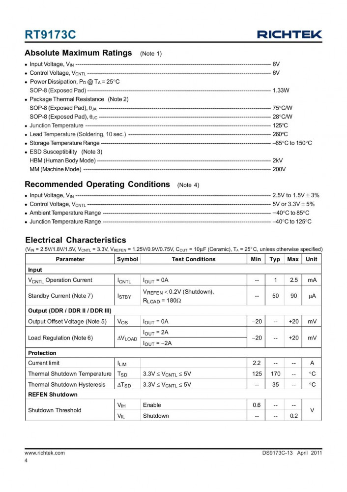 RT9173CGSP datasheet page 4