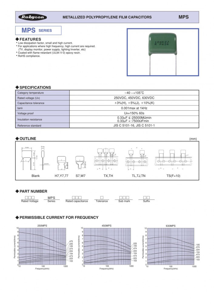 Rubycon MPS series technical document page 1