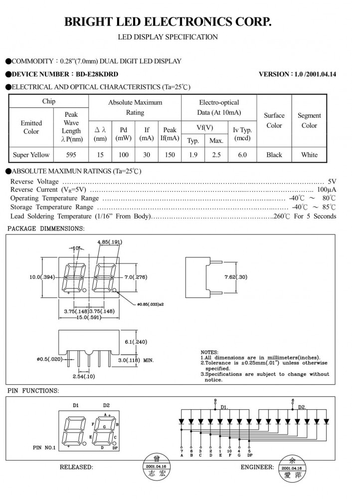 BD-E28KDRD product specification document preview